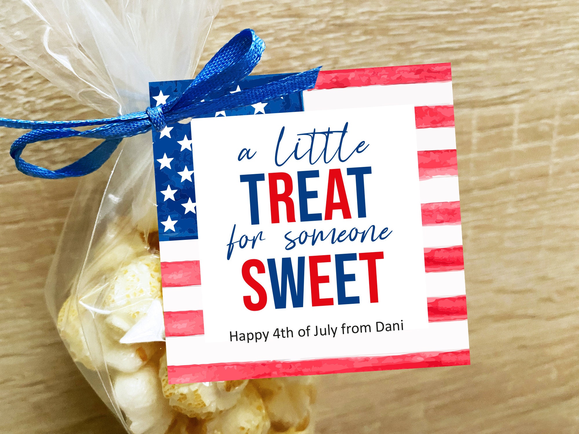 4th July Heart Tag Party Favor Printable, Independence Day Treat Tag ...