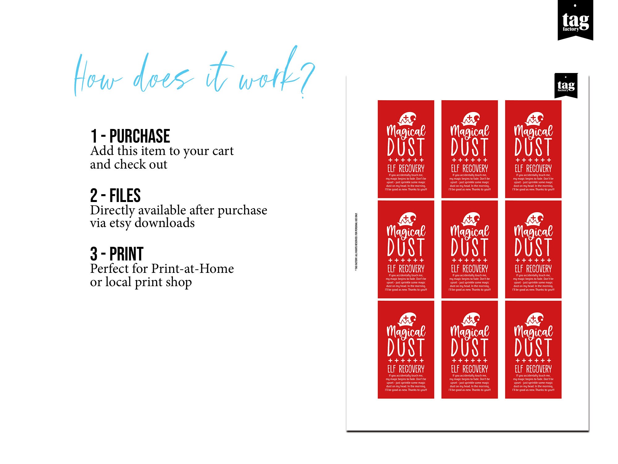 Elf Magic Dust Gift Tag Printable Elf Recovery Magic Dust - Etsy