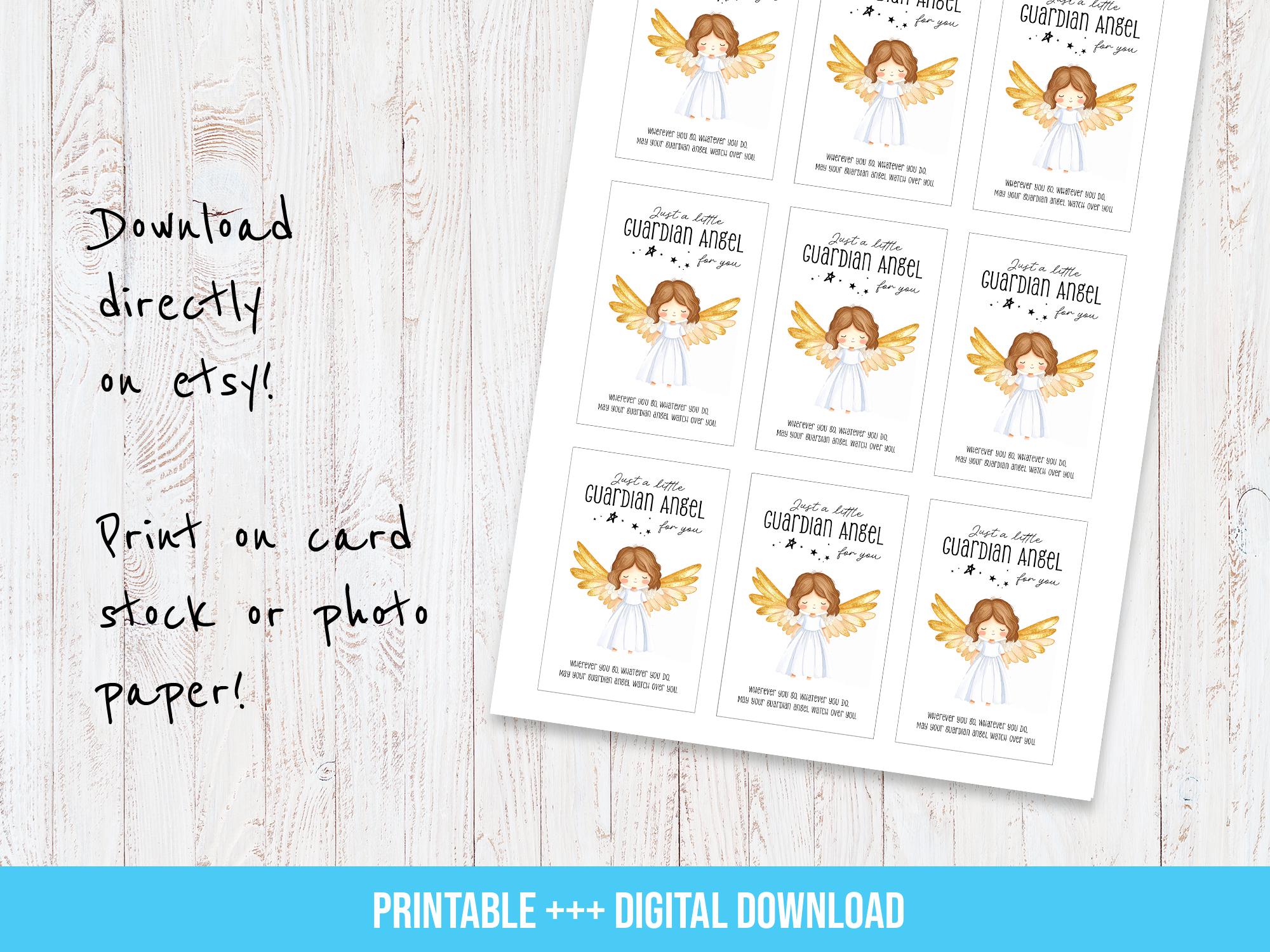 Guardian Angel Printable Tags, Angel Gift Tags, Guardian Angel ...