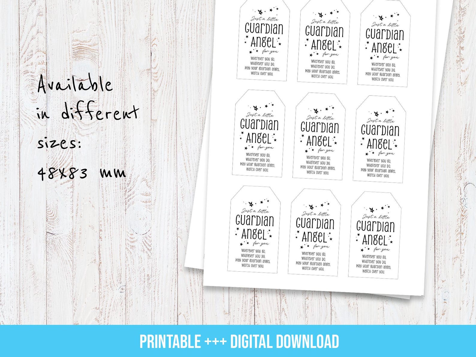 Guardian Angel Printable Tags, Angel Gift Tags, Guardian Angel ...