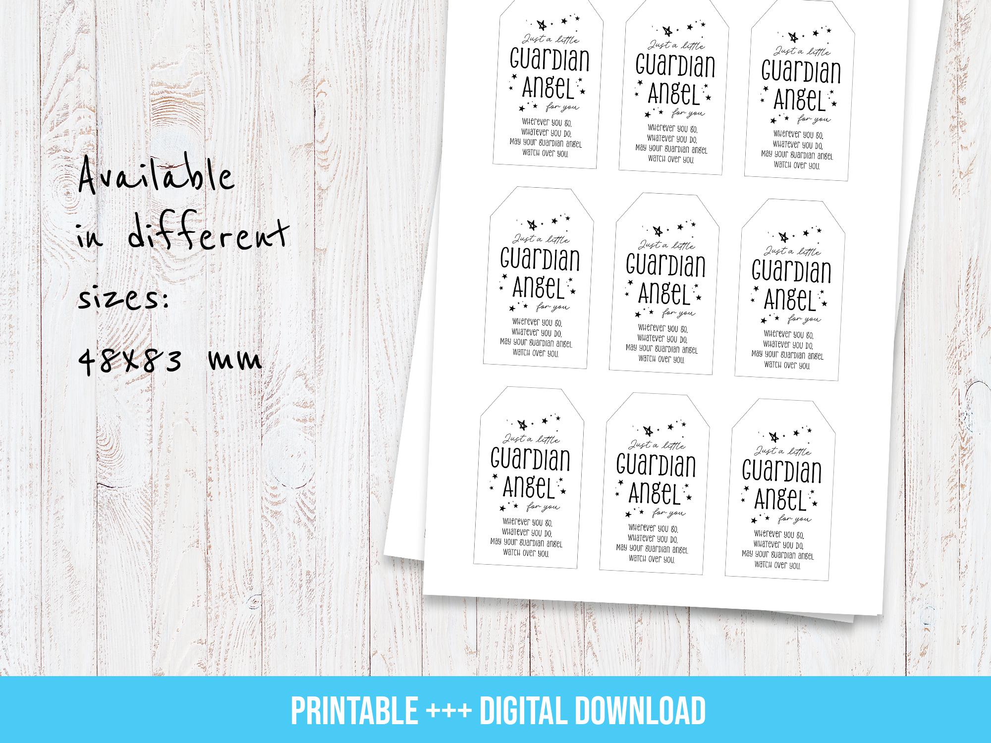 Guardian Angel Printable Tags, Angel Gift Tags, Guardian Angel ...