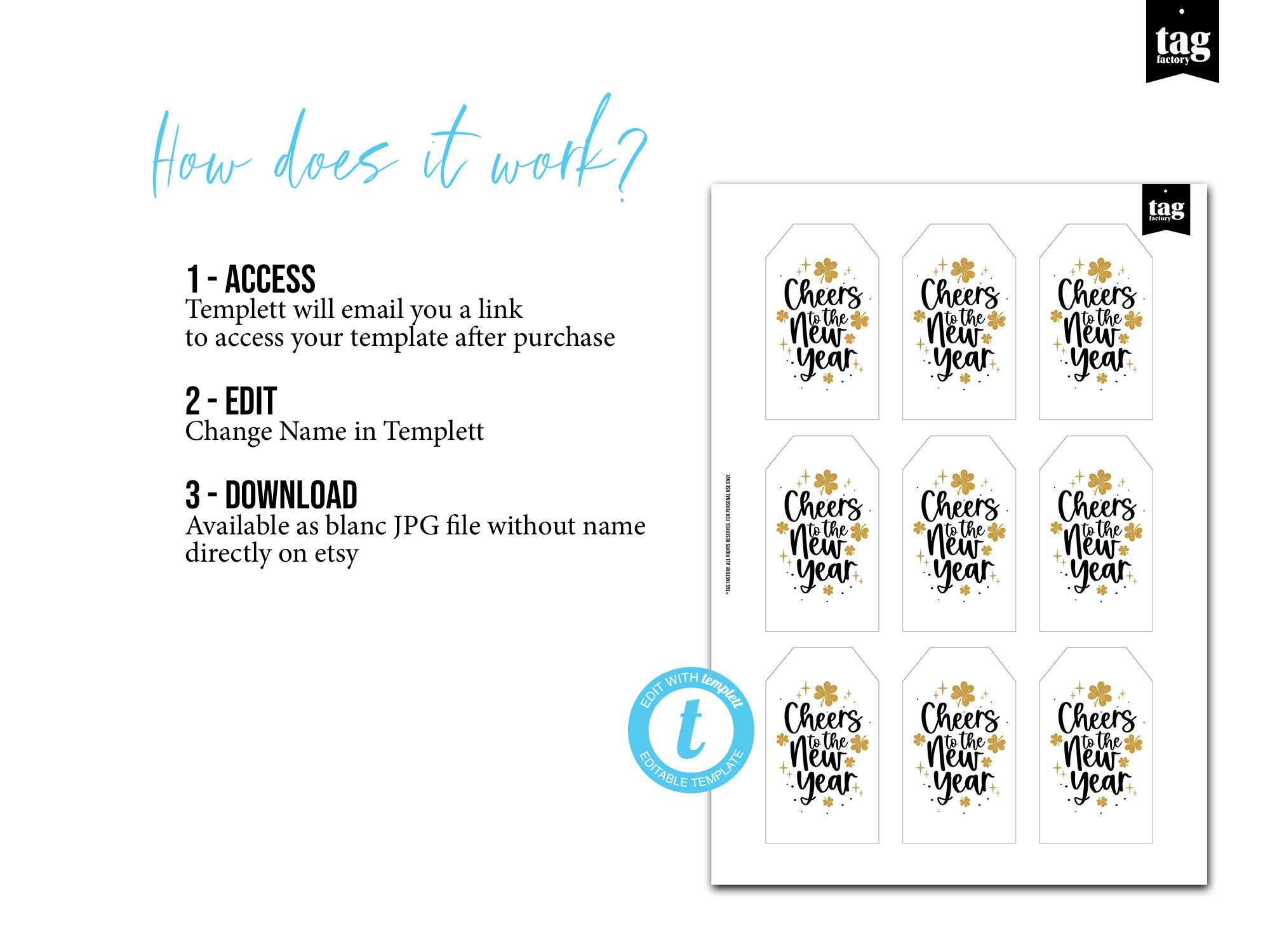 HAPPY NEW YEAR Gift Tag Printable // New Year Wishes Foil Balloons ...