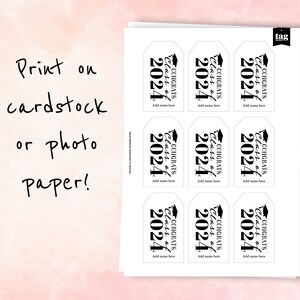 CONGRATS GRAD Class of 2024 Gift Tag, Printable Graduation Cap Class of ...