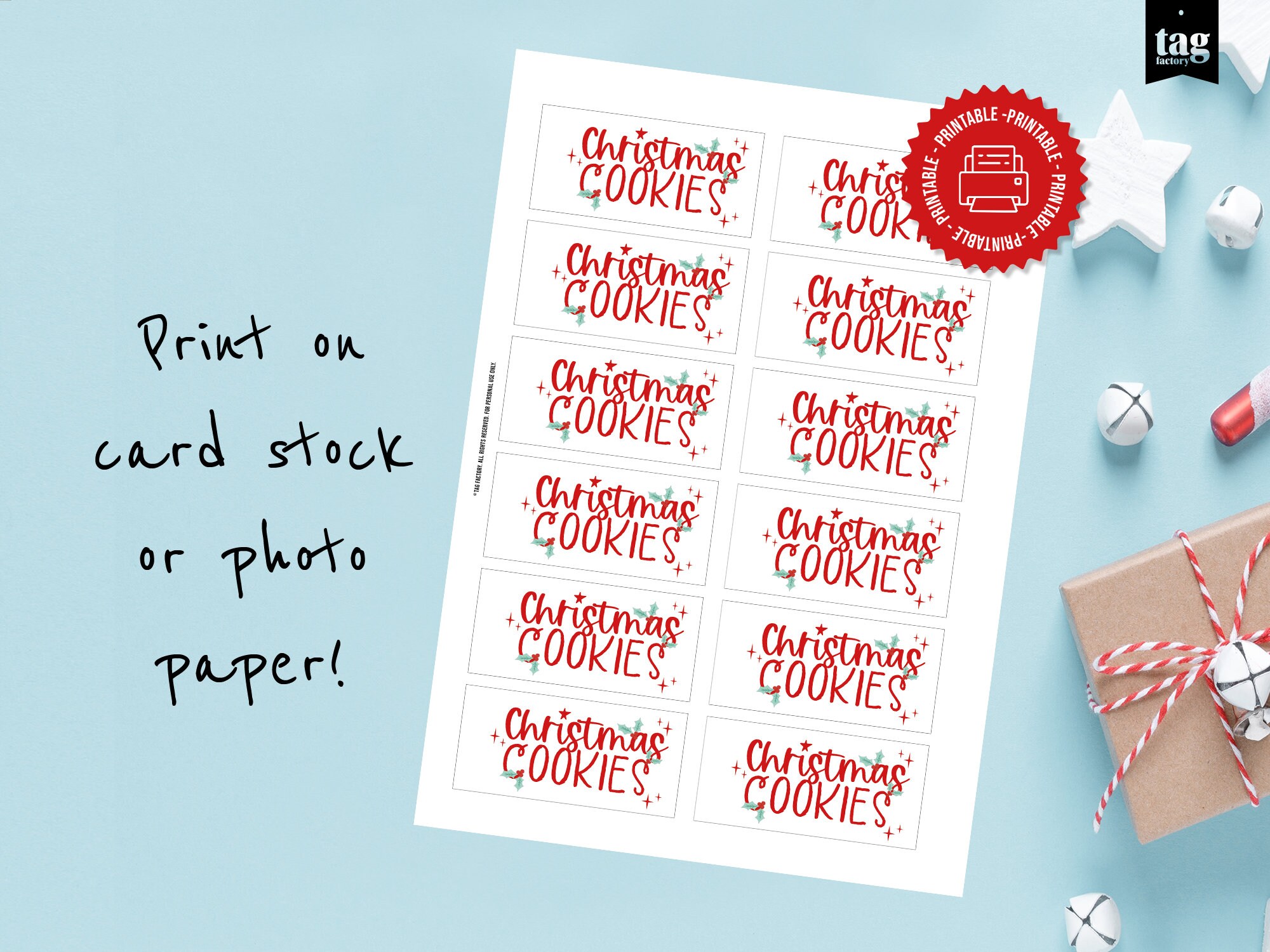 Christmas COOKIES Gift Tag Printable, Christmas Gift Box Editable ...