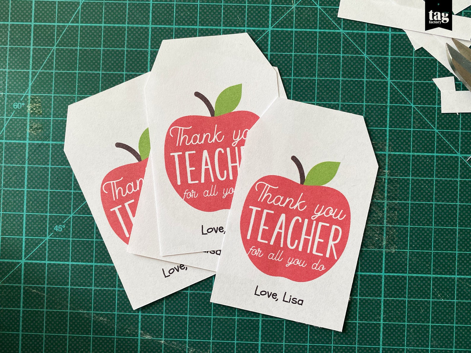 Thank You TEACHER Apple Gift Tag Printable Teacher - Etsy