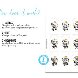 HAPPY NEW YEAR Gift Tag Printable // New Year Wishes Foil Balloons ...