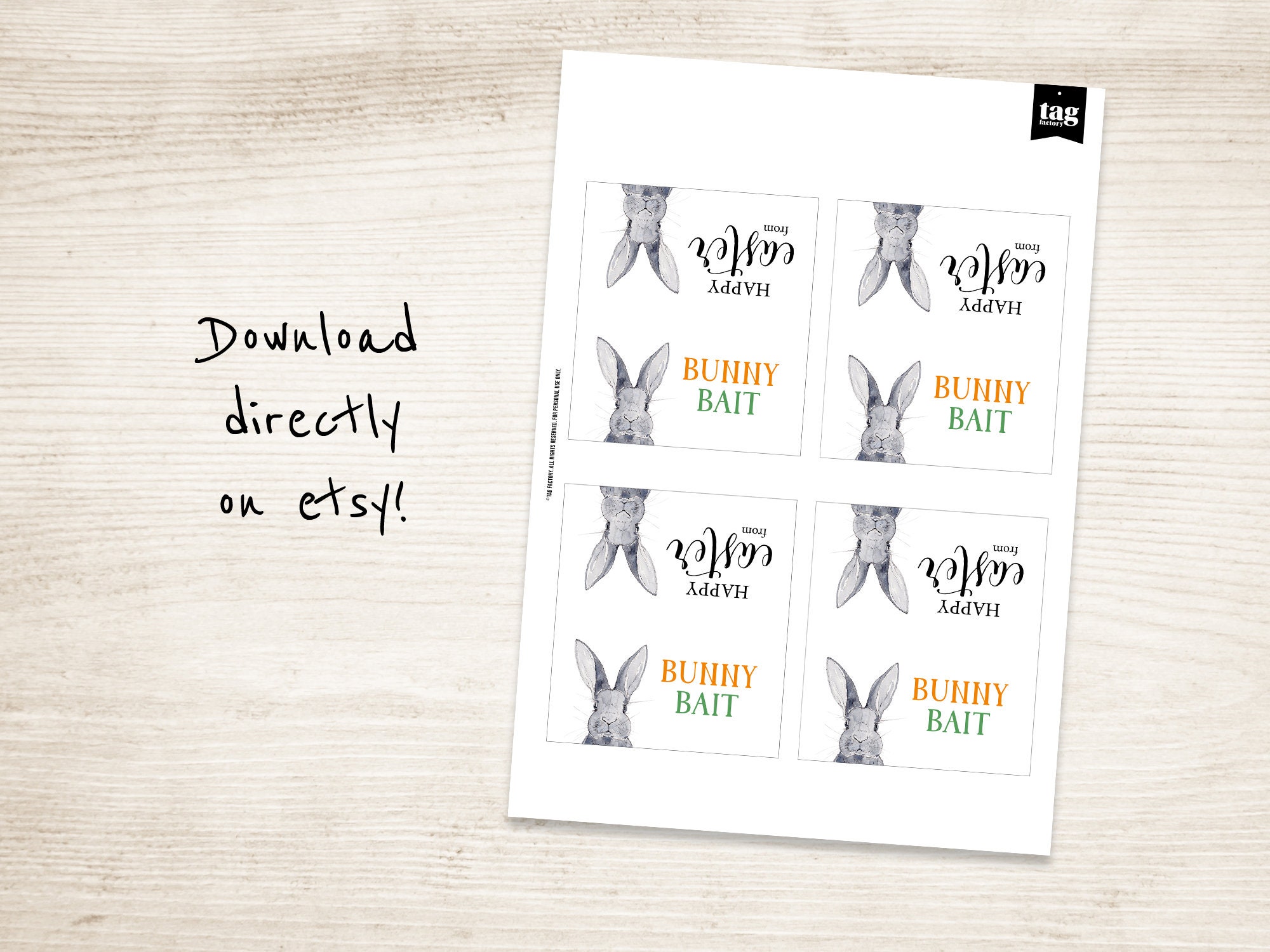 BUNNY BAIT Bag Topper Printable Personalise Easter Treat Candy Cookie ...