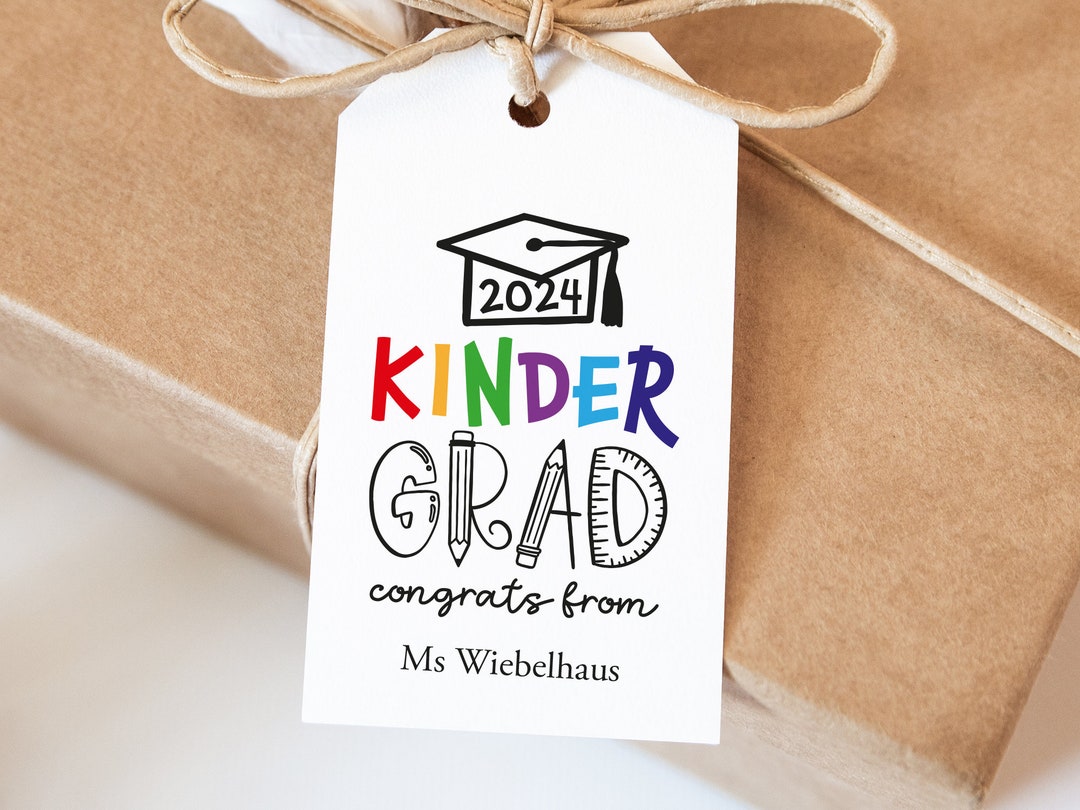 Kindergarten GRAD Class of 2024 Gift Tag, Printable Graduation Cap ...