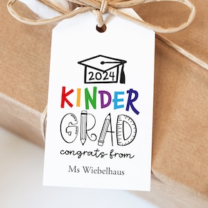 Kindergarten GRAD Class of 2024 Gift Tag, Printable Graduation Cap ...