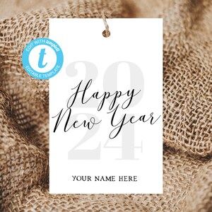 HAPPY NEW YEAR Gift Tag Printable // New Year Wishes Editable Treat Tag ...