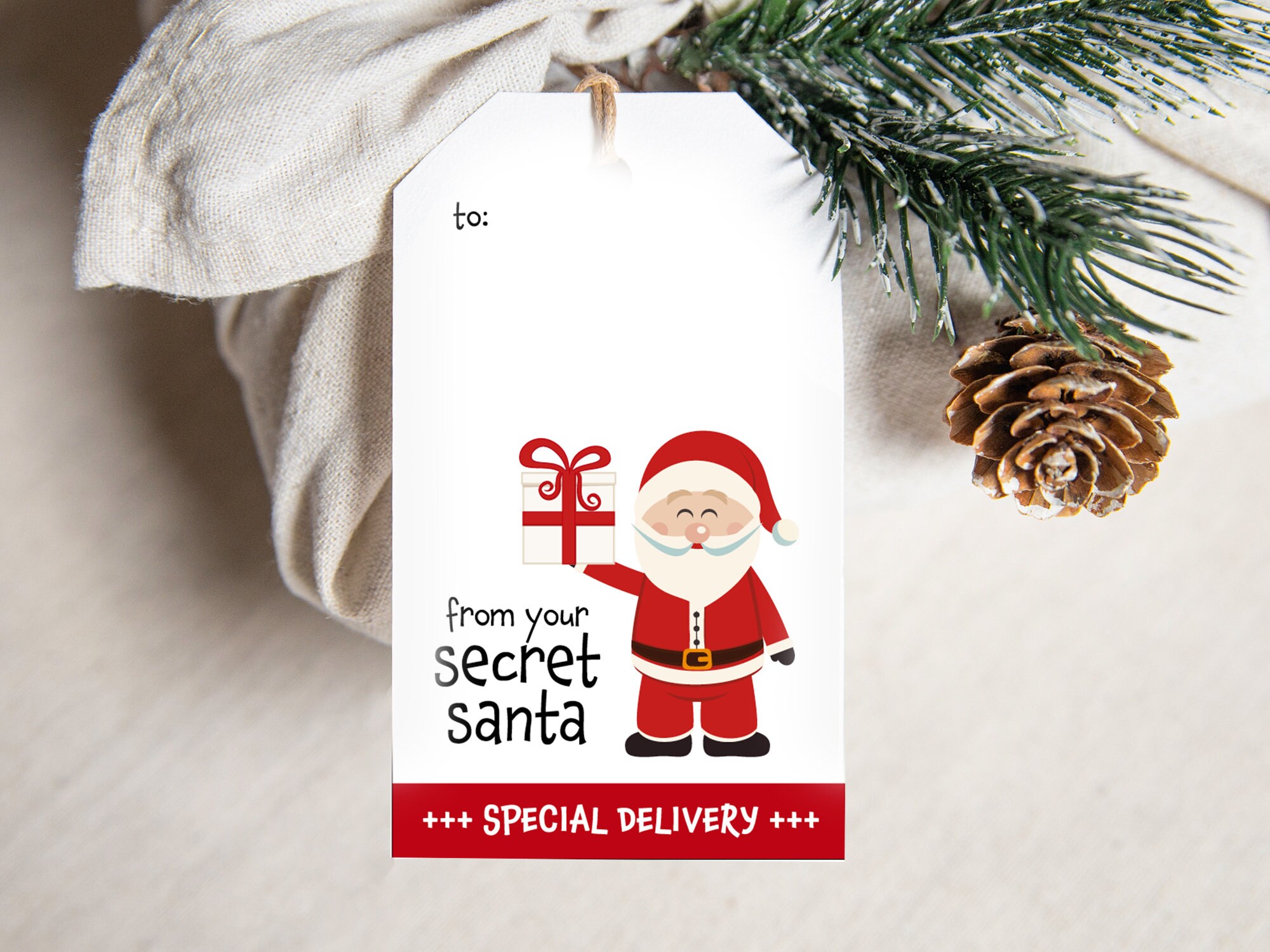 Secret SANTA Gift Tag Printable, Rustic From Secret Santa Gift Tags ...