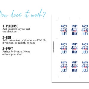 4th July Party Favor Tag Printable, Independence Day Treat Tag ADD ...