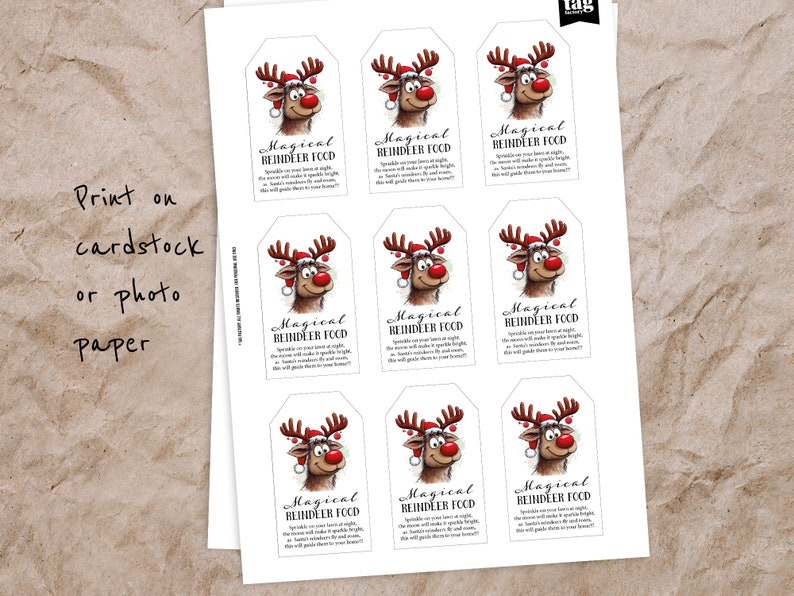 Reindeer, Reindeer Food Printable Tag, Reindeer FOOD Tag Printable ...