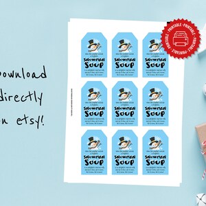 SNOWMAN SOUP Treat Tag Printable // Frosty Snowman Soup Gift Tag ...