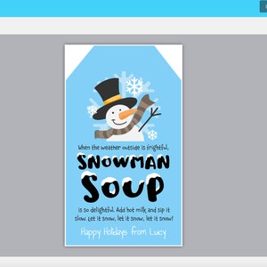 SNOWMAN SOUP Treat Tag Printable // Frosty Snowman Soup Gift Tag ...