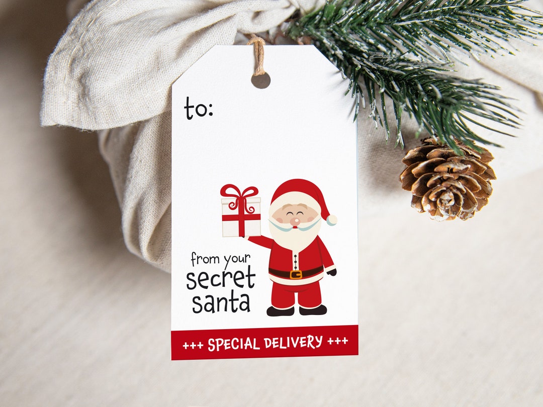 Secret SANTA Gift Tag Printable Rustic From Secret Santa Gift - Etsy