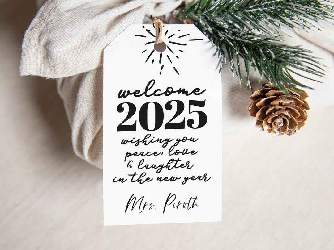 HAPPY NEW YEAR Gift Tag Printable // New Year Wishes Treat Tag Digital ...