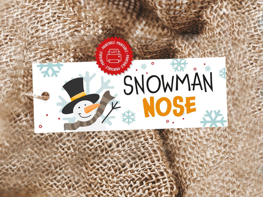 Snowman NOSES Christmas Gift Tag Printable, Snowman Nose Favor Tag ...