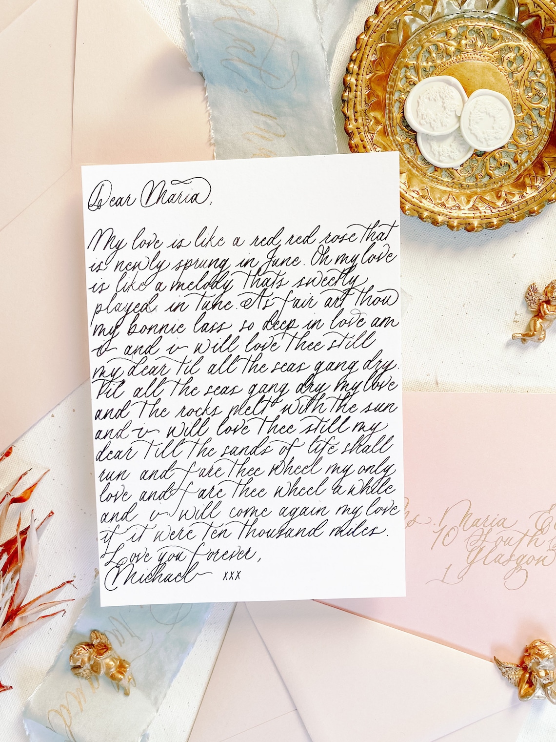 Handwritten Calligraphy Love Letter | Personalized Romantic Gift - Etsy