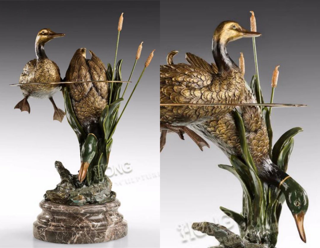 Duck Bronze Sculpture, Duck Statues Home Decor, Animal Statues Home ...