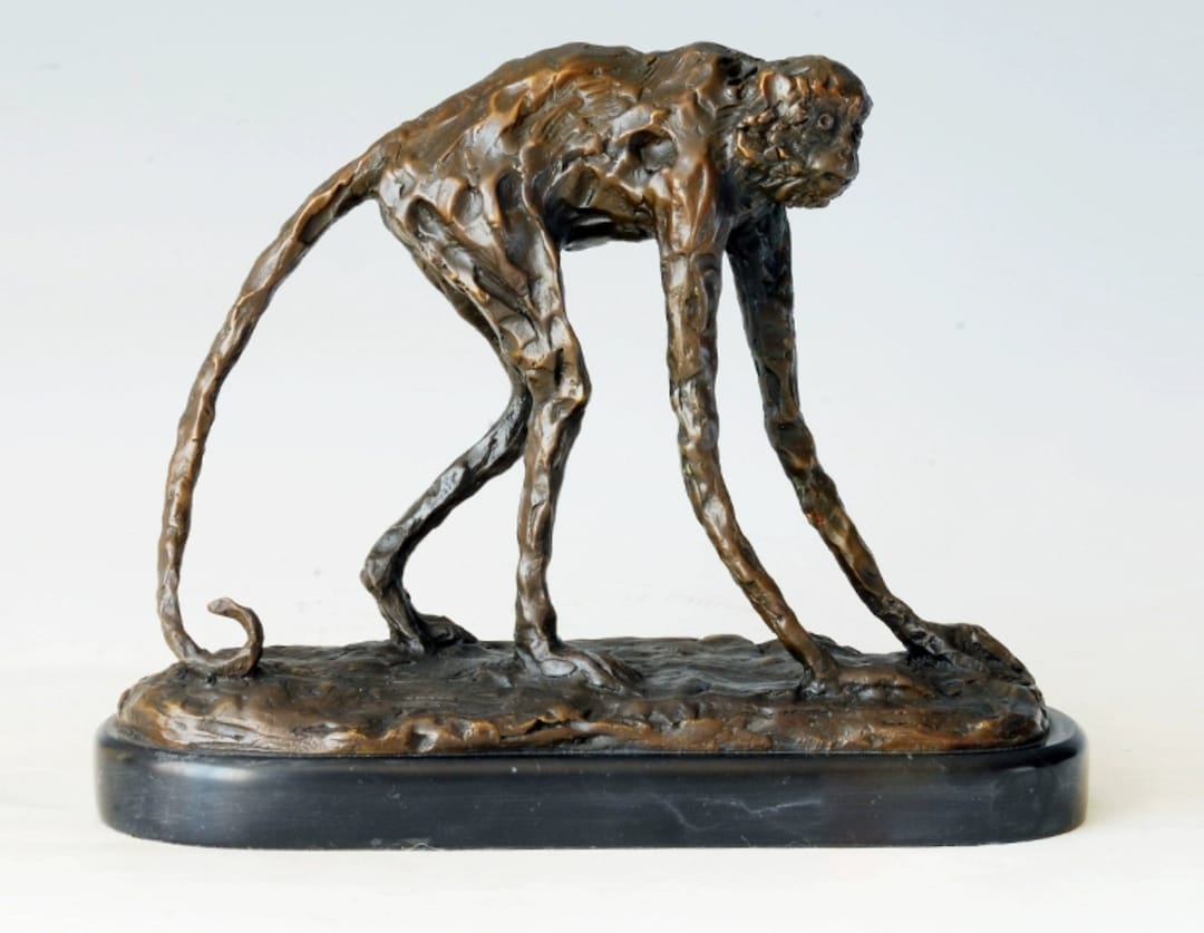 Monkey Bronze Sculpture, Monkey Statues Home Decor, Animal Statues Home ...