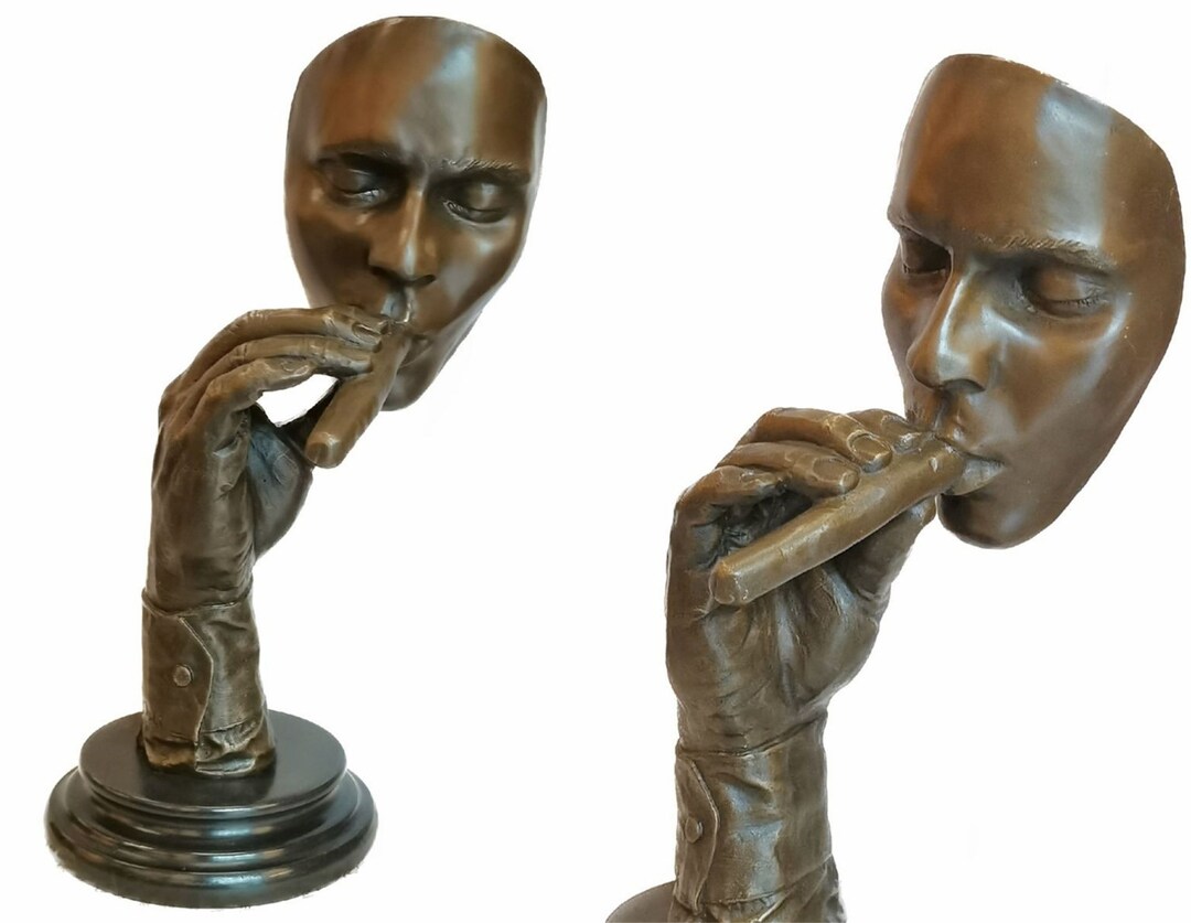 Smoke Cigar Bronze Sculpture, Smoke Cigar Statues Home Decor ...