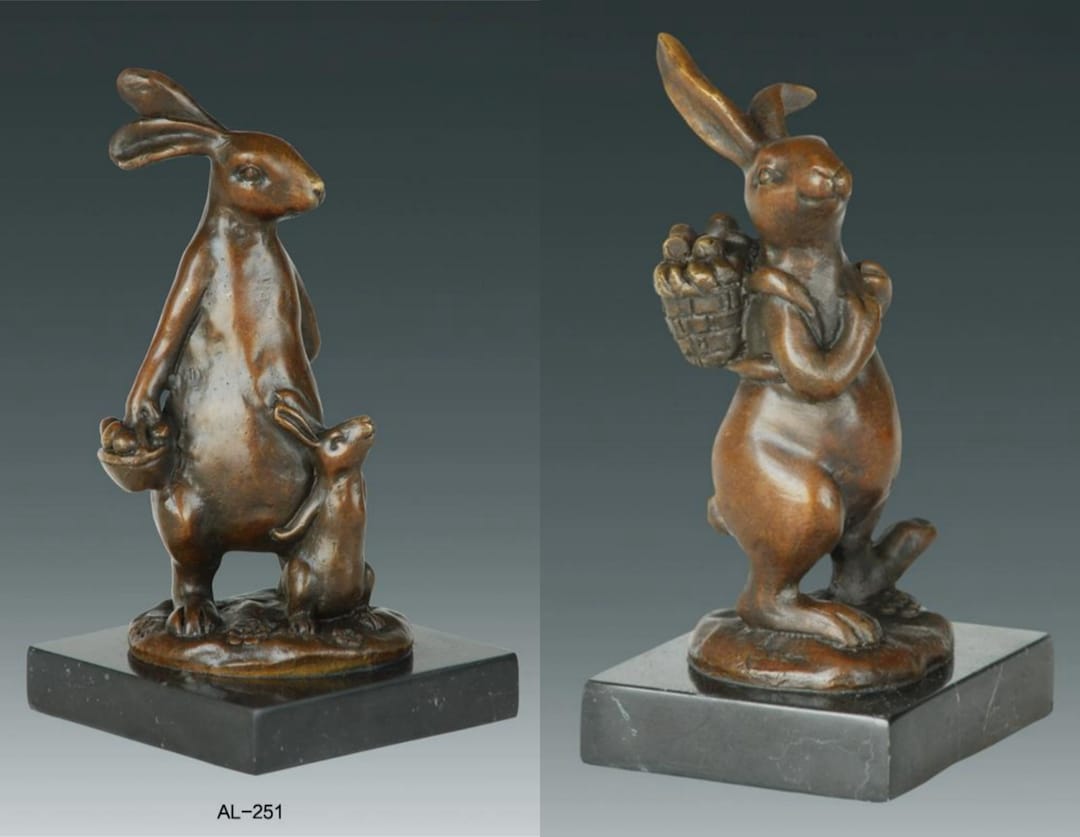 Rabbit Bronze Sculpture, Rabbit Statues Home Decor, Animal Statues Home ...