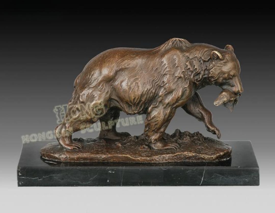 Bear Bronze Sculpture, Bear Statues Home Decor, Animal Statues Home ...