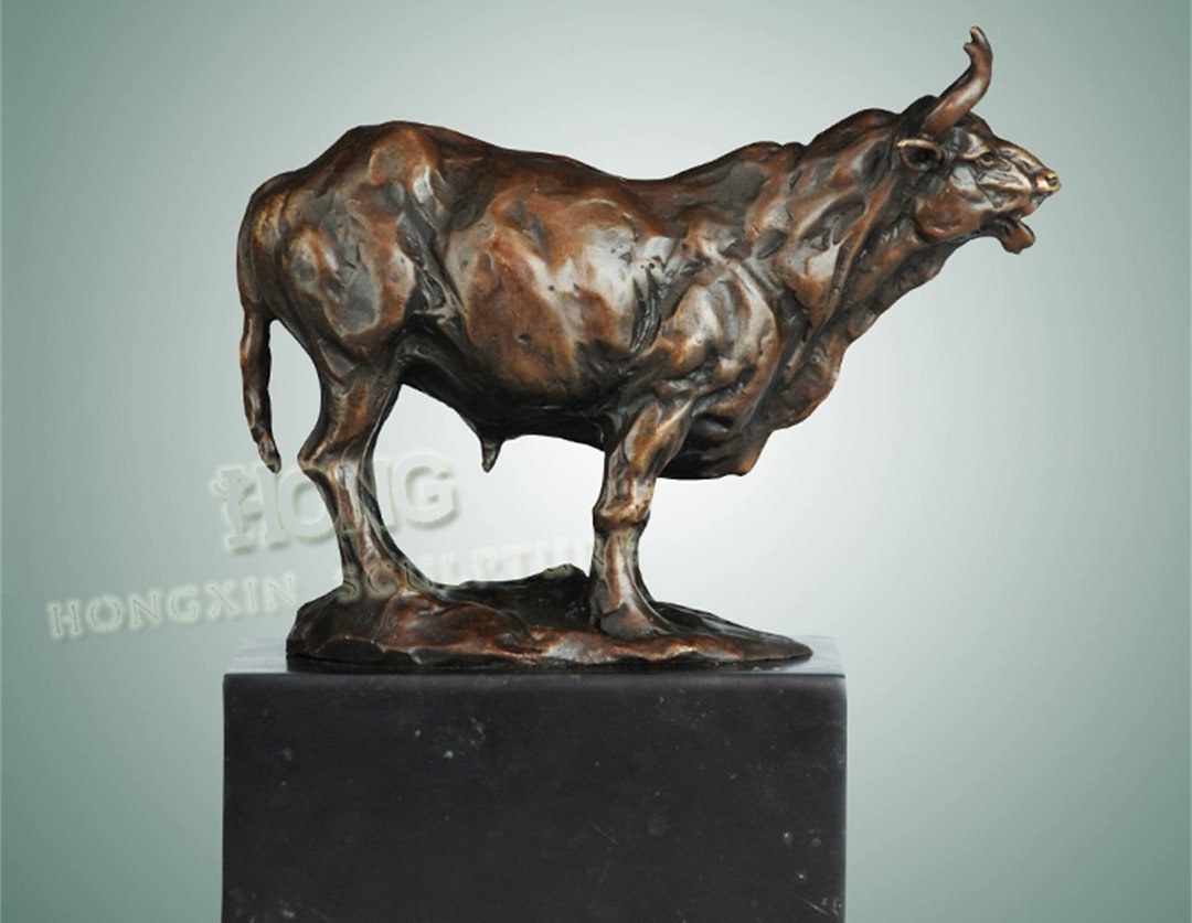 Bull Bronze Sculpture, Bull Statues Home Decor, Animal Statues Home ...
