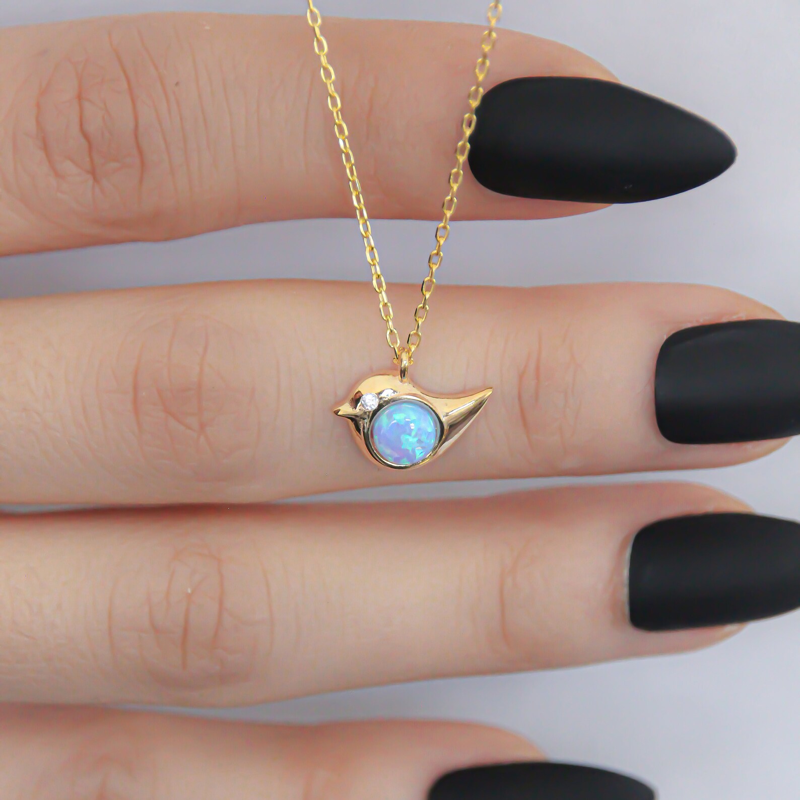 Opal Bird Charm Bird Necklace Bird Pendant Best Friend - Etsy