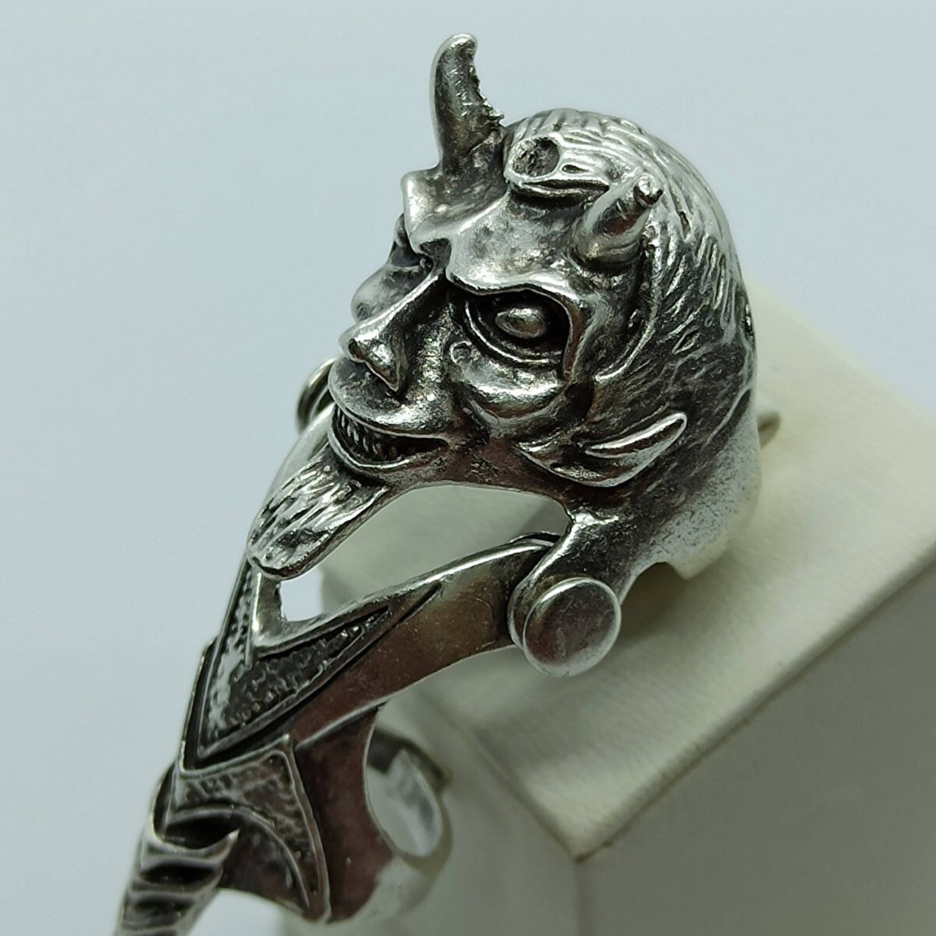 Gothic Demon Ring Silver Devil Horns Ring Adjustable Punk - Etsy