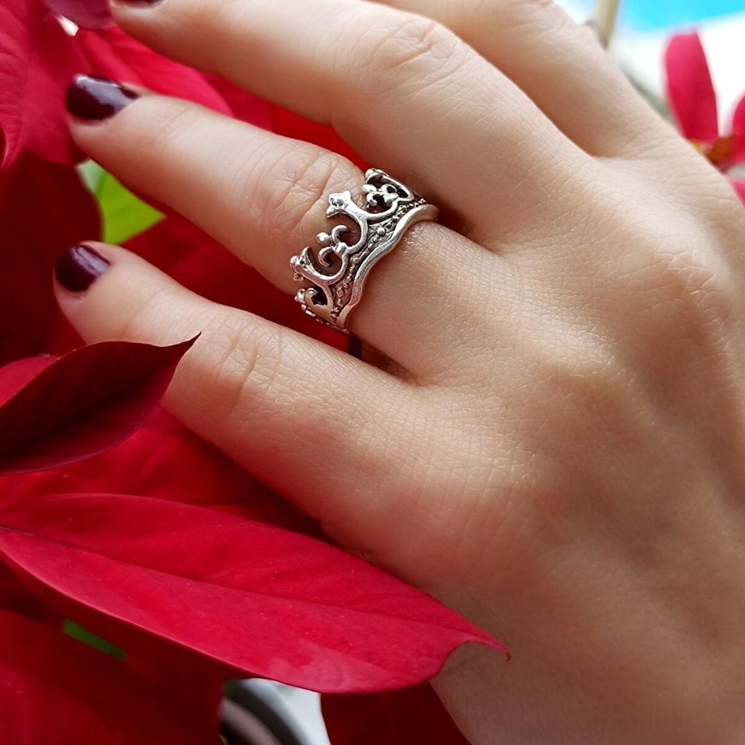 Sterling Silver Crown Ring • Gothic Crown Ring • Crown Victorian Ring • Crown Celtic Ring ...