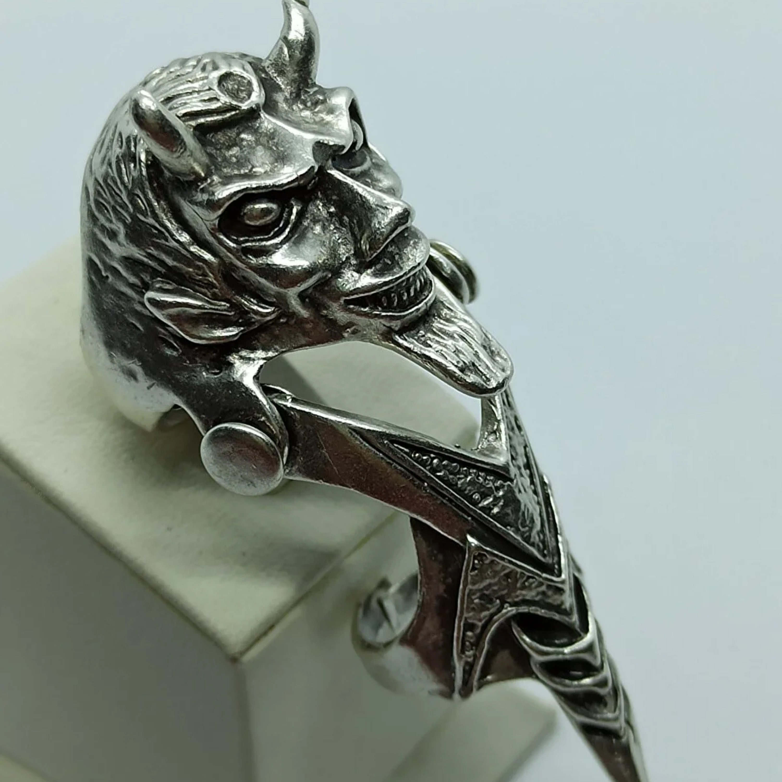Gothic Demon Ring Silver Devil Horns Ring Adjustable Punk - Etsy