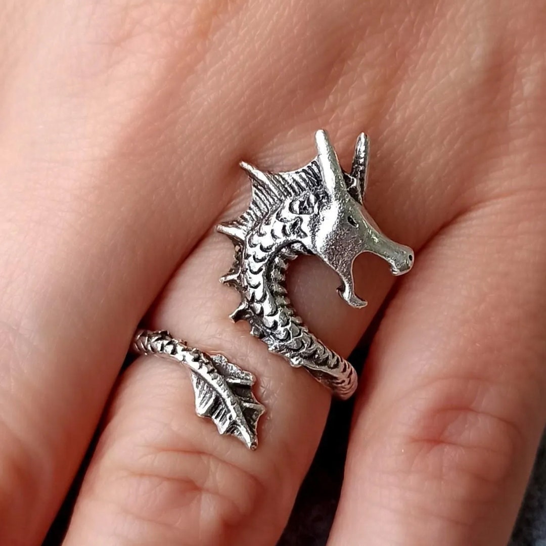 Gothic Dragon Ring: Sterling Silver Viking Wedding Jewelry - Etsy