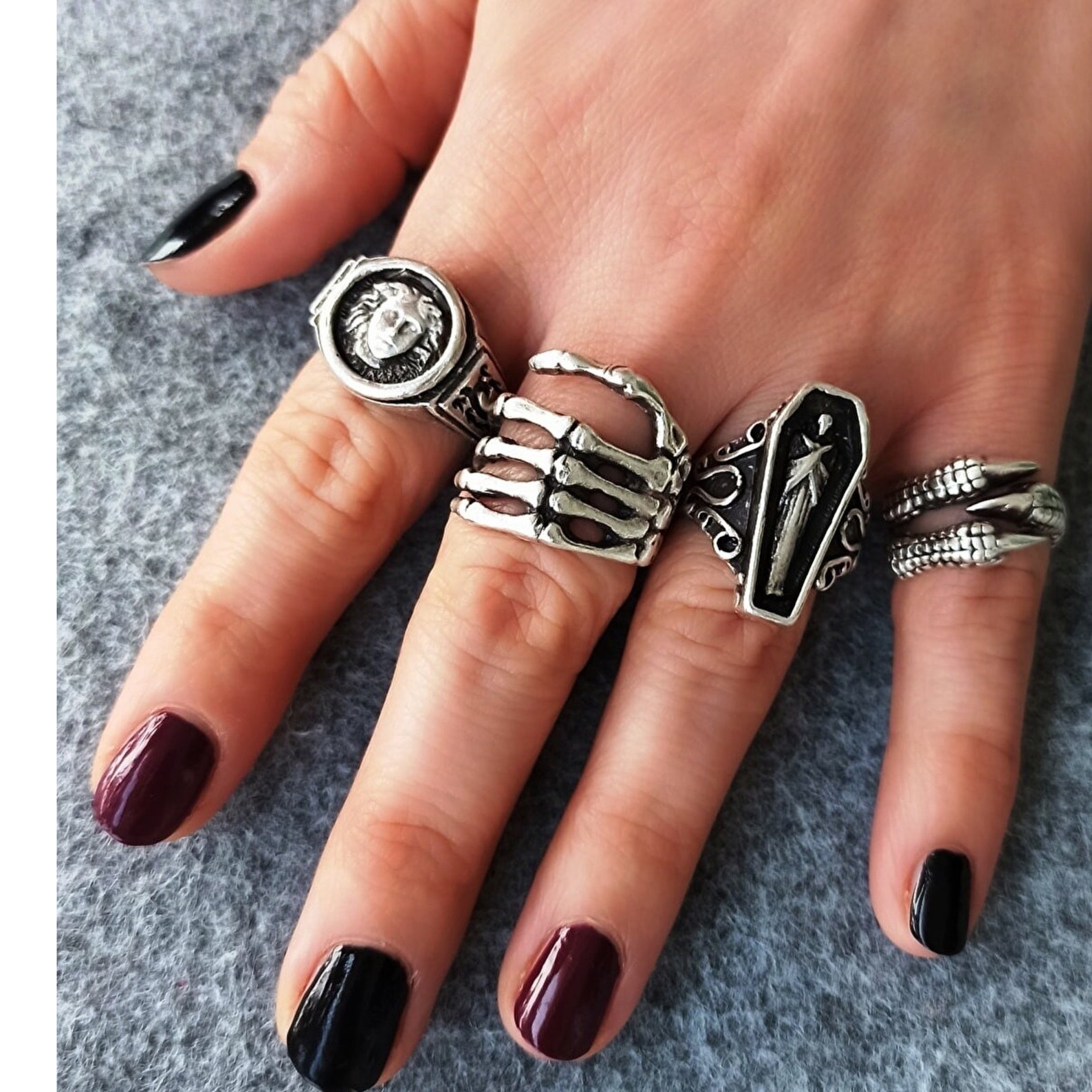 Skeleton Hand Loop Ring Dragon Claw Hand Loop Ring Silver - Etsy