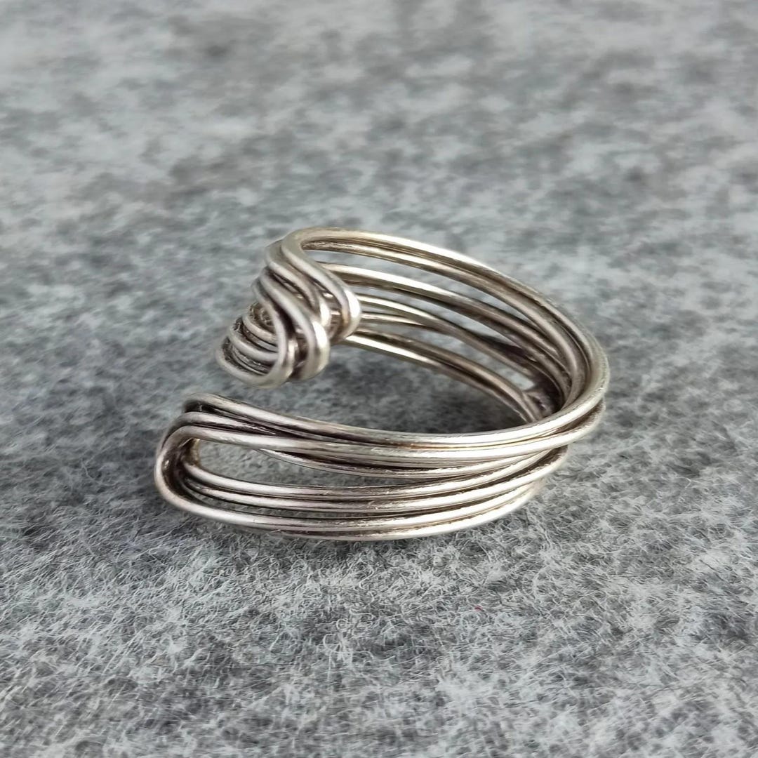 Adjustable Wire-wrapped Silver Ring – Handmade Artistic Statement Ring ...