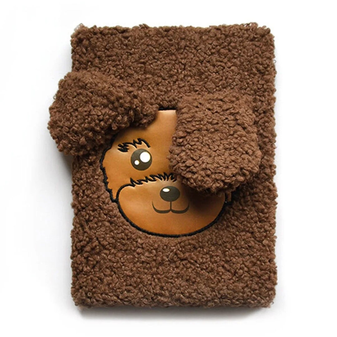 Fluffy Dog Portrait Cute Journal • Dog Leather Travel Journal • Plush ...