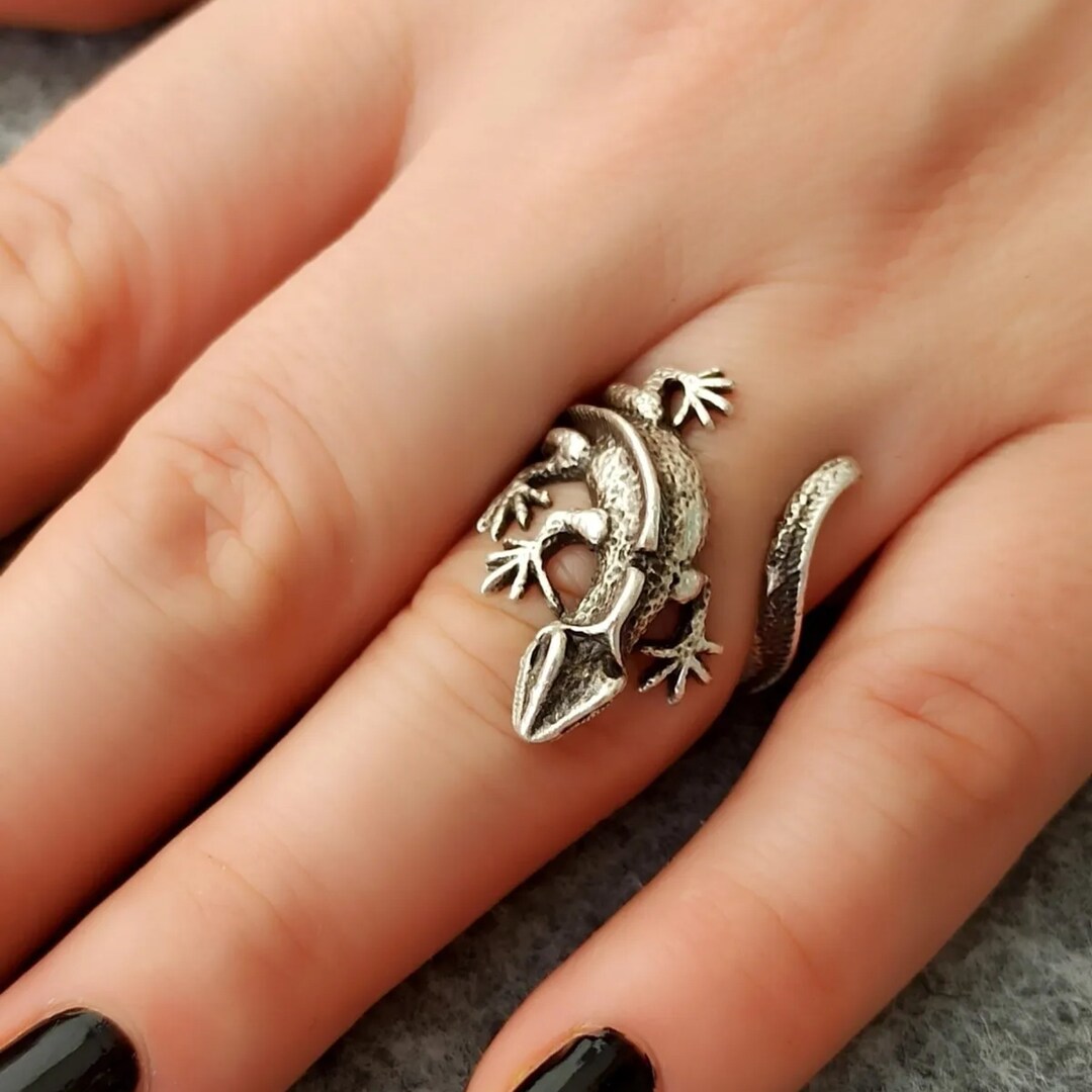 Silver Plated Gecko Ring Salamander Ring Lizard Ring Weird Animal Ring ...