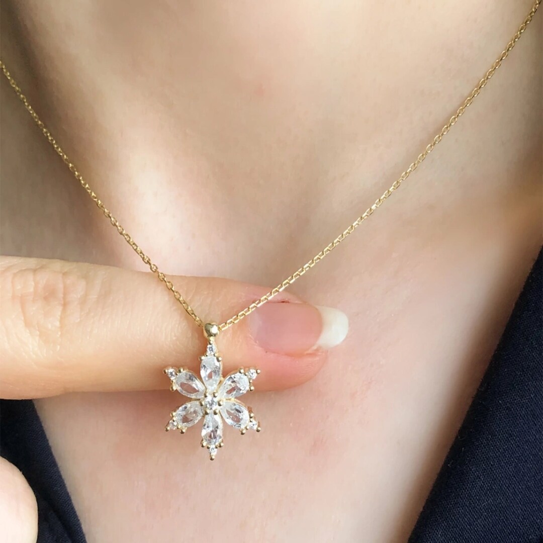 Gold Layered Lotus Flower Necklace Lotus Necklace Lotus Jewelry White Lotus Necklace Dainty ...