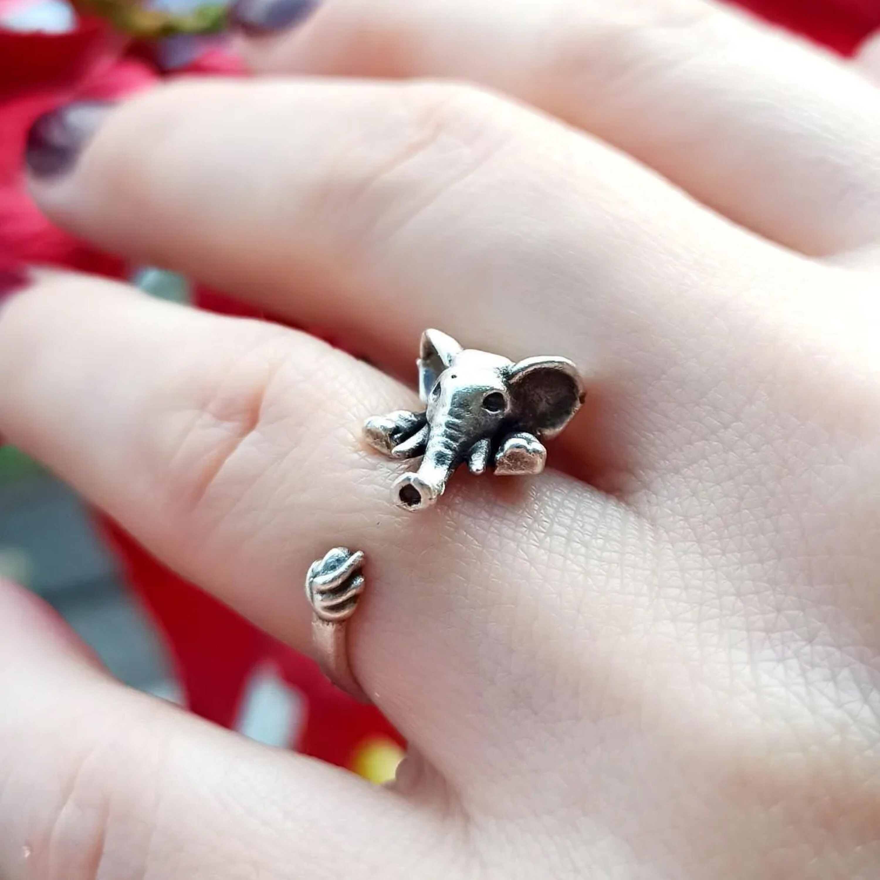 Sterling Silver Elephant Wrap Ring: Adjustable Animal Jewelry - Etsy