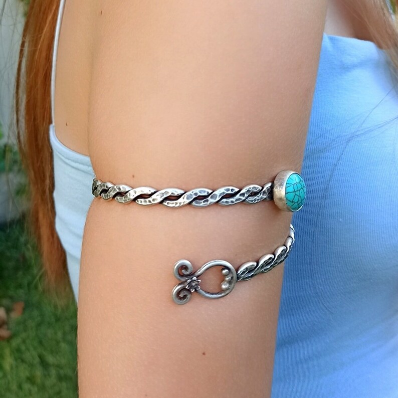 Silver Armlet Armband Smooth With Hammered Ends Lightly - Etsy