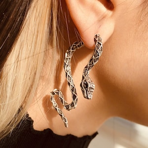 Gothic Snake Earrings • Medusa Earrings • Gothic Witch Jewelry • Silver ...