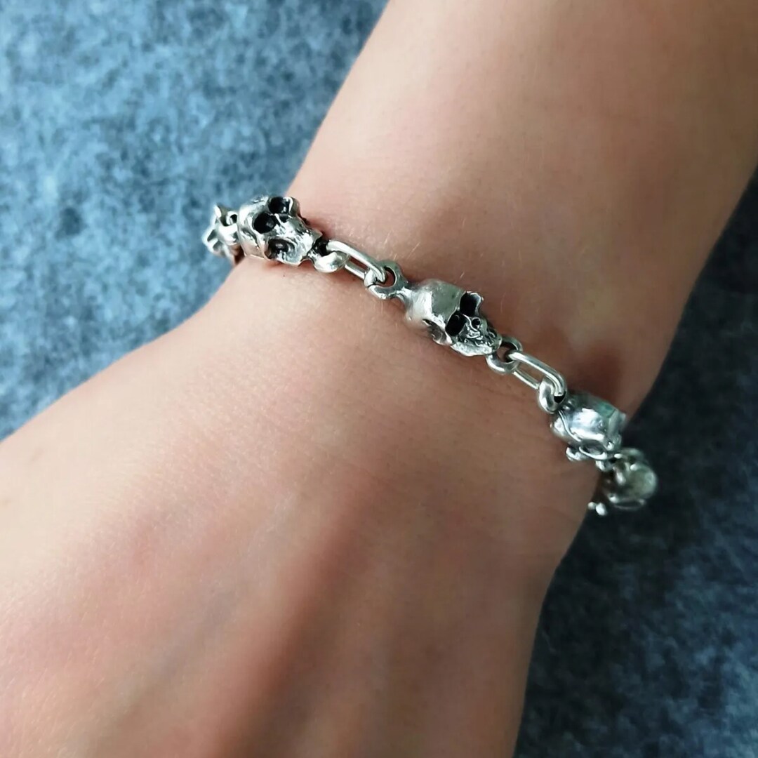 Skull Chain Bracelet • Gothic Skull Bracelet • Punk Gothic Skull ...