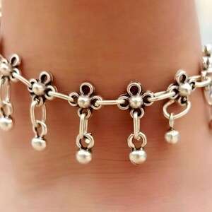 Daisy Dangle Anklets for Women • Belly Dancing Accessories • Silver ...