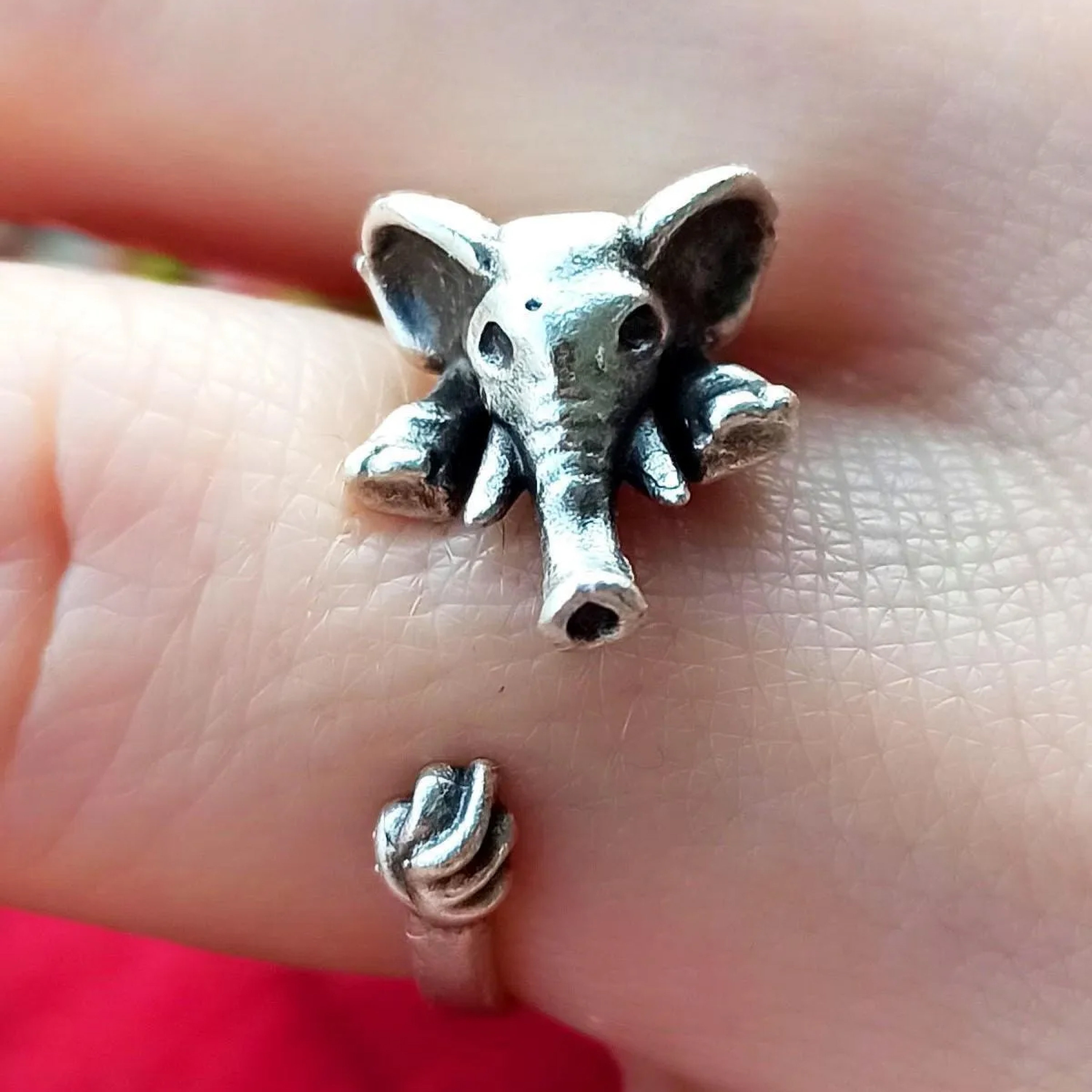 Sterling Silver Elephant Wrap Ring: Adjustable Animal Jewelry - Etsy