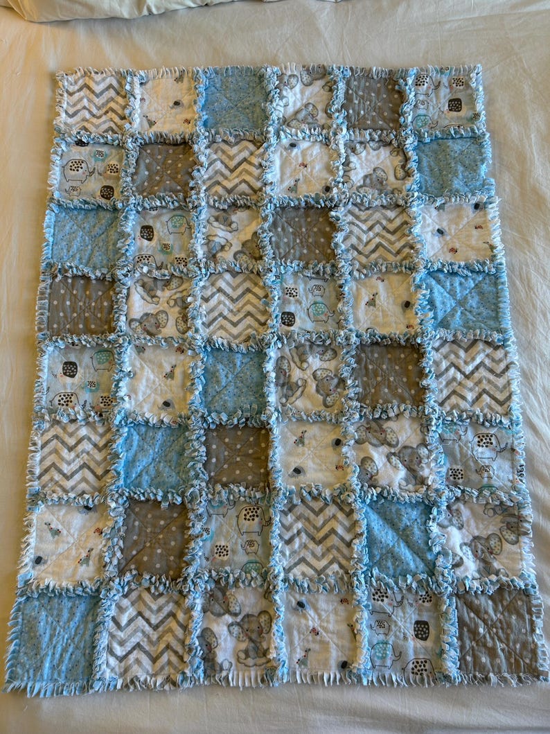 Flannel Baby Boy Rag Quilt Blanket - Etsy