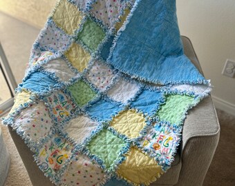 Handmade Flannel Blue Trains Baby Boy Rag Quilt Crib Size - Etsy