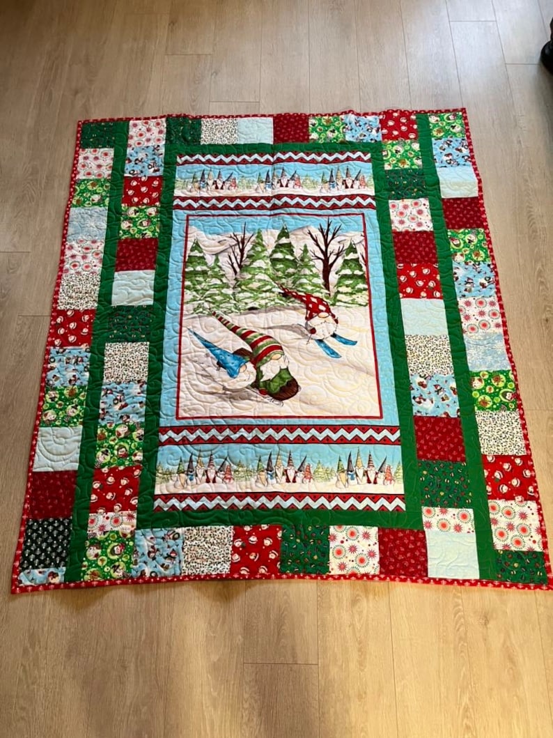 Skiing Gnomes Christmas Quilts - Etsy