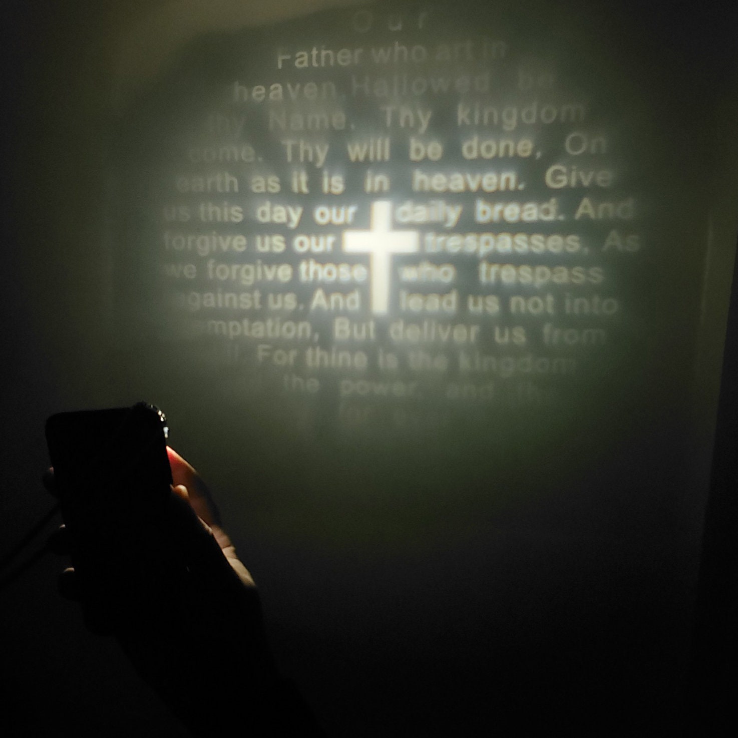 Lord's Prayer Cross Necklace, Stainless Steel Projection Pendant ...