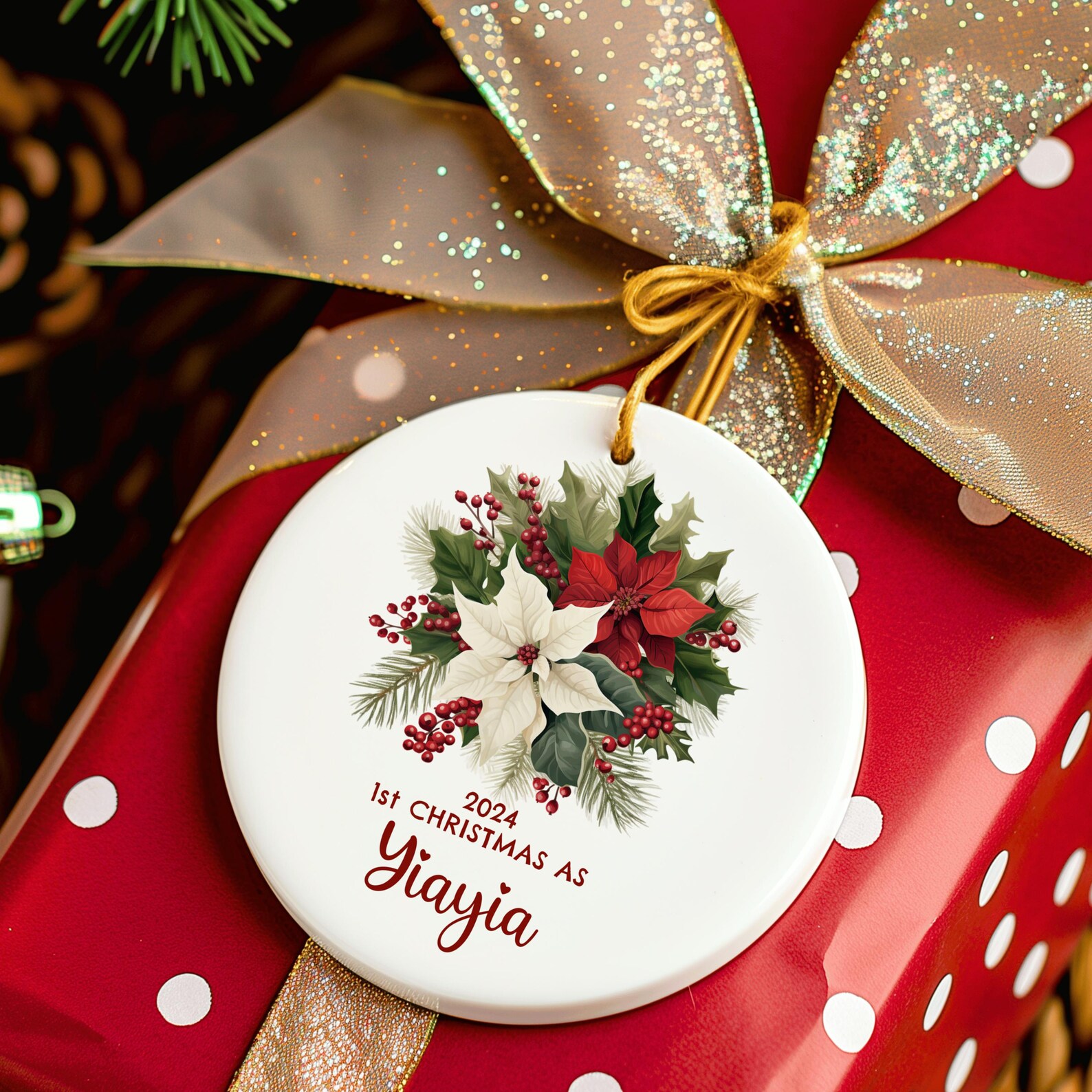 Yiayia Ornament, Greek Yaya's First Christmas Ornament, New Grandma ...